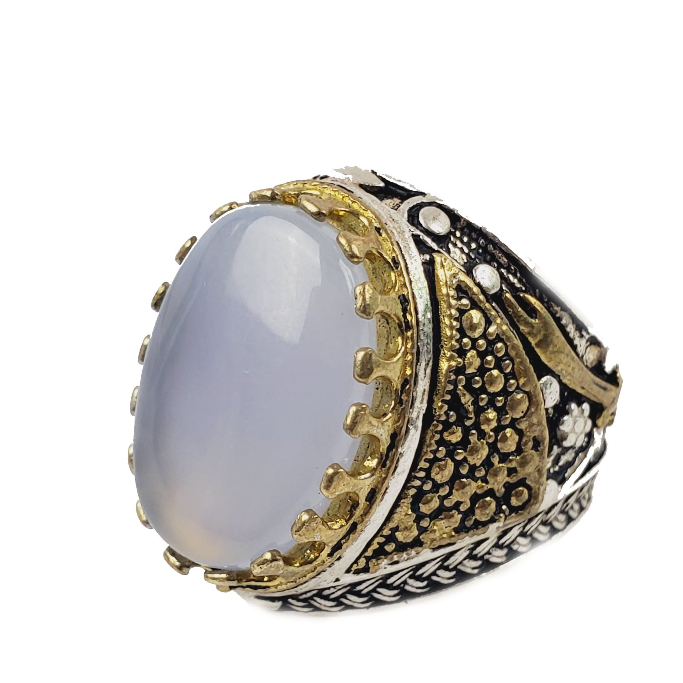 Yemeni Aqeeq Ring- Genuine Silver - size: 7.5 - عقيق يماني وفضه الاصلي – Yemen Box